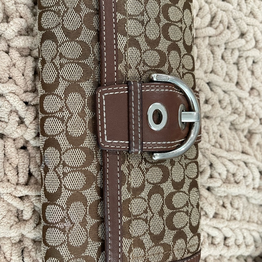 Authentic Coach Trifold Buckle Checkbook Wallet - Gem